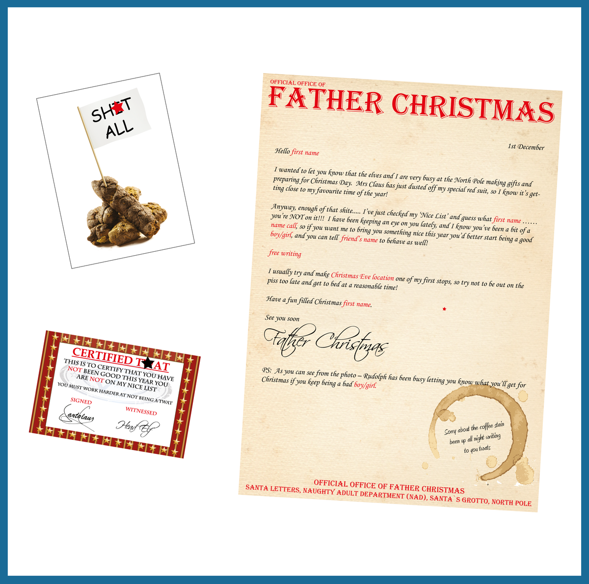 Naughty Adult Santa Letter plus Extras