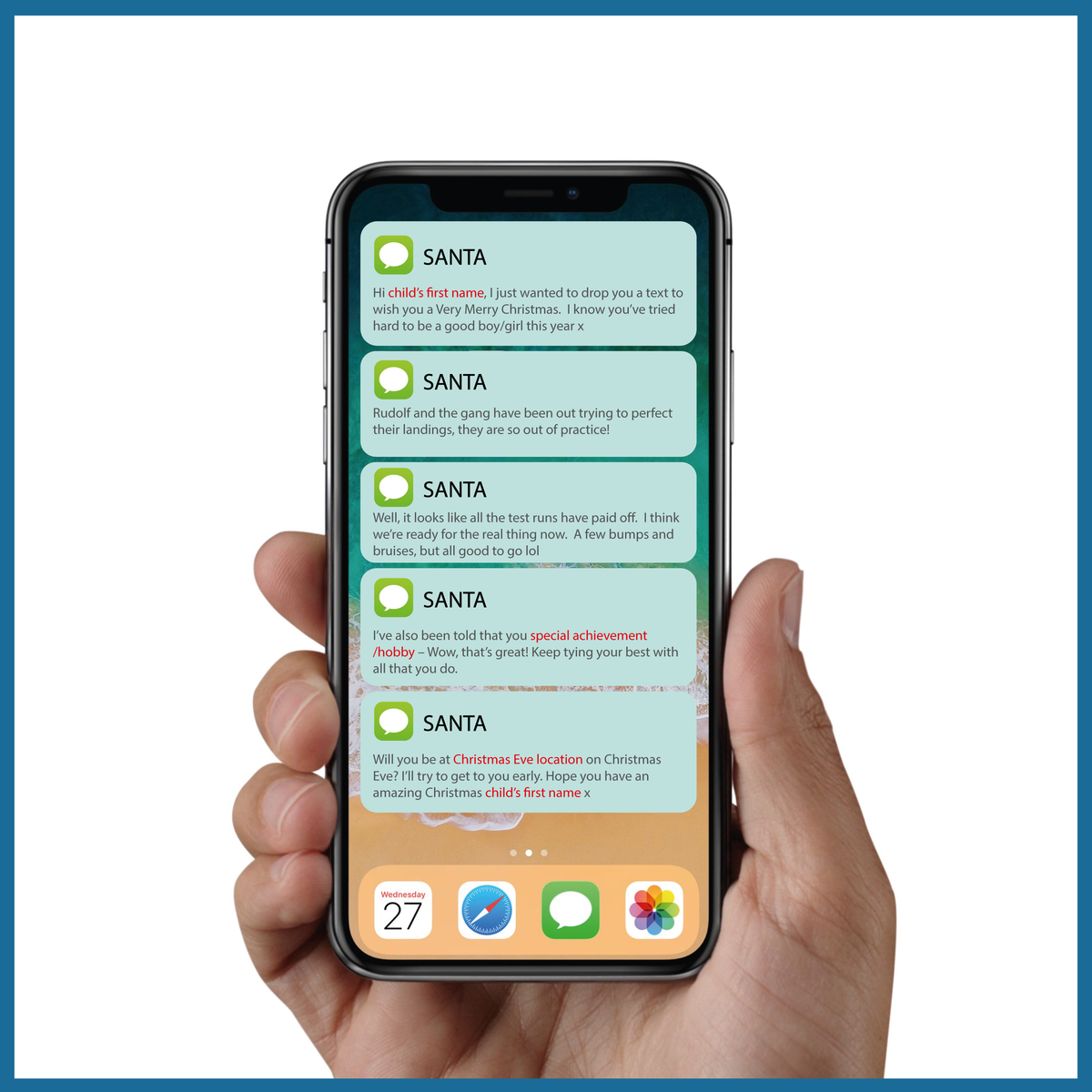 Personalised Santa Text (SMS) Messages Packs