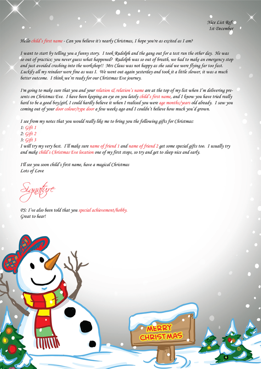 Personalised Santa Letter Loaded with Extra's -Rudolph's Cr...