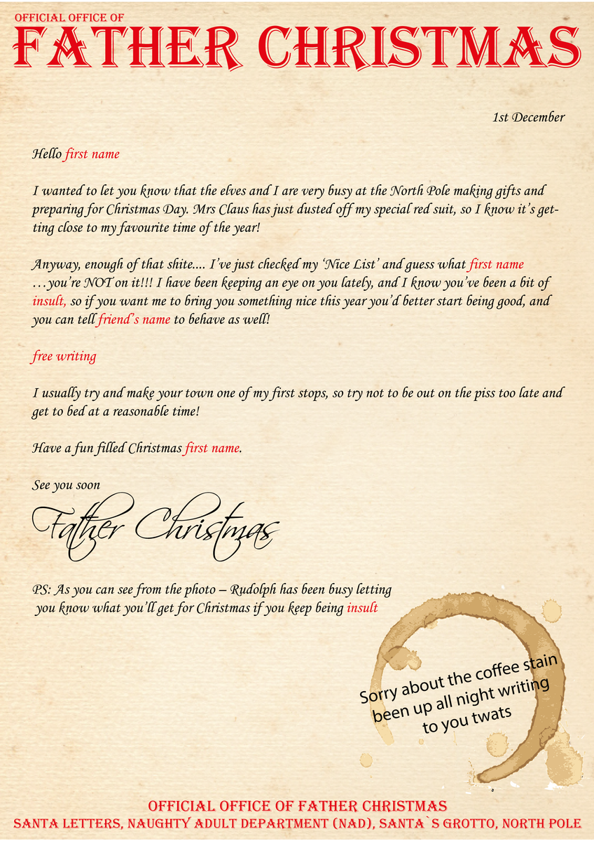 Naughty Adult Santa Letter plus Extra's - A Great Christmas Win...